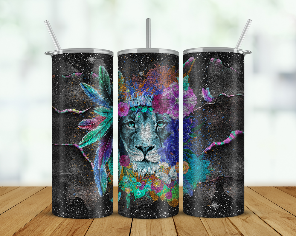 Lion alcohol Ink Double Walled Tumbler – Three Cheeky Monkeys Designs